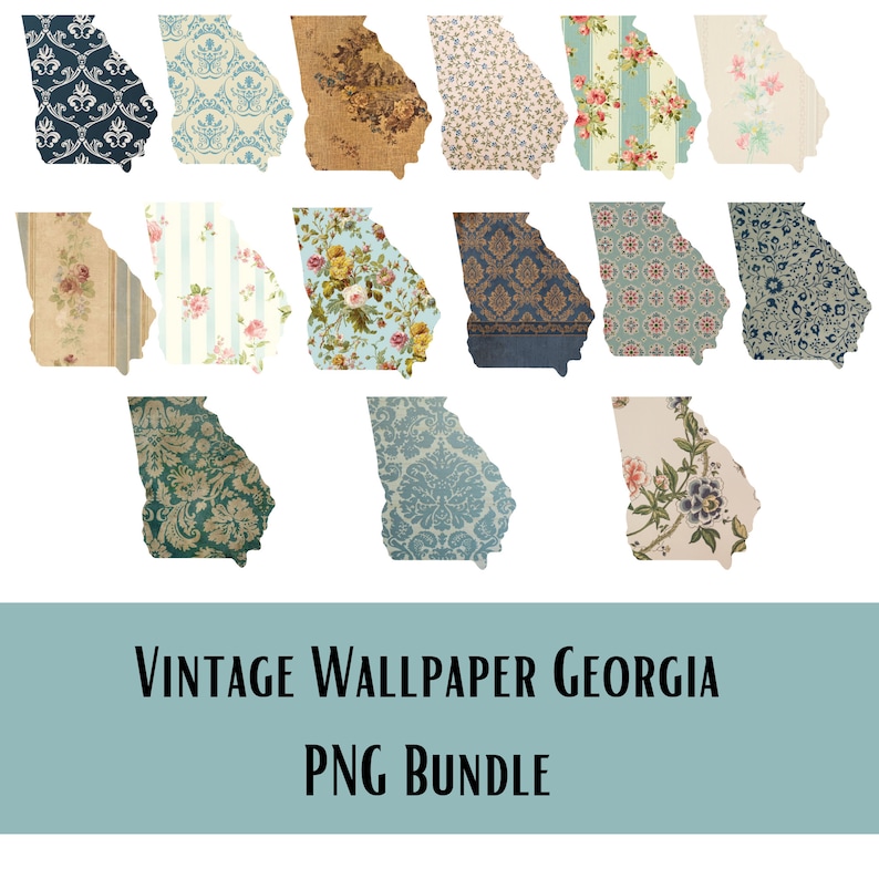 Vintage Wallpaper Design Floral Retro Georgia PNG, Perfect for Stickers ...