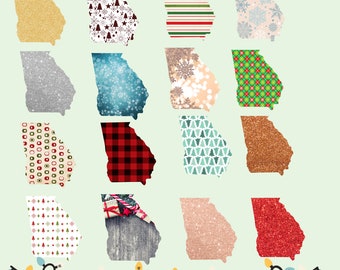Floral Georgia State Bundle PNG Perfect for Stickers Cards | Etsy