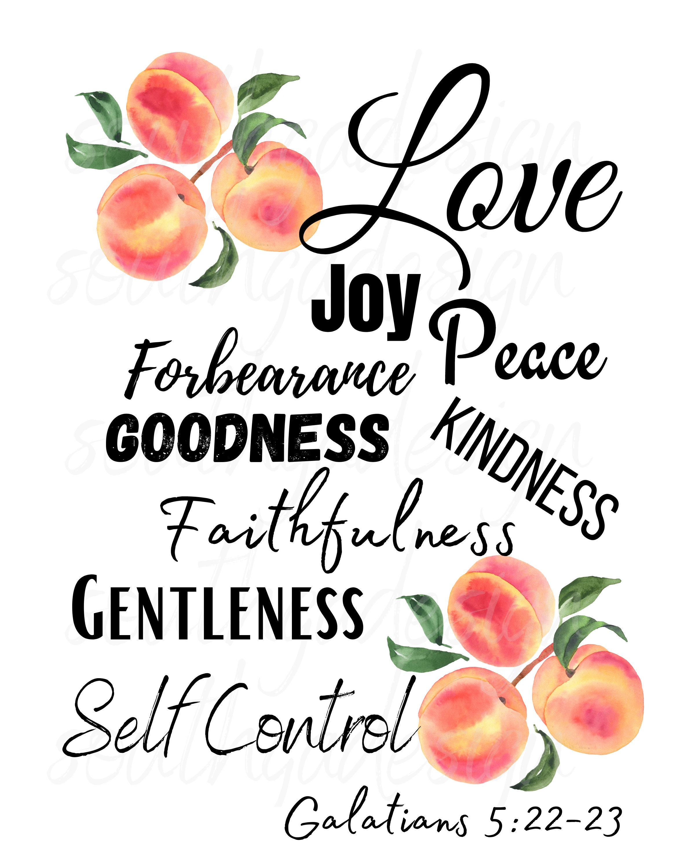 Fruit of the Spirit Bible Verse Printable for Framing, Multiple Size ...