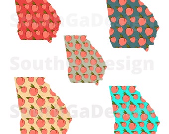 Floral Georgia State Bundle PNG Perfect for Stickers Cards | Etsy