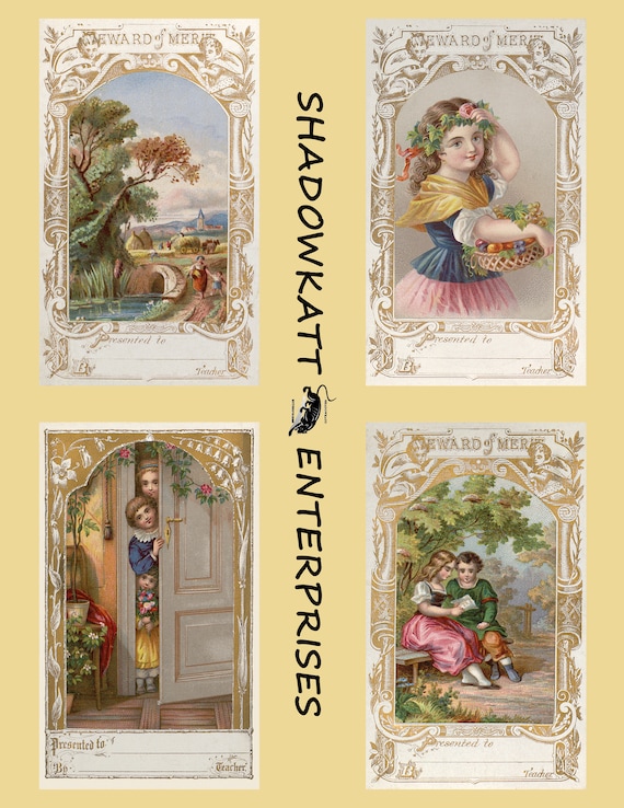 Victorian Vintage School Reward Cards Set 1 Includes 4 | Etsy