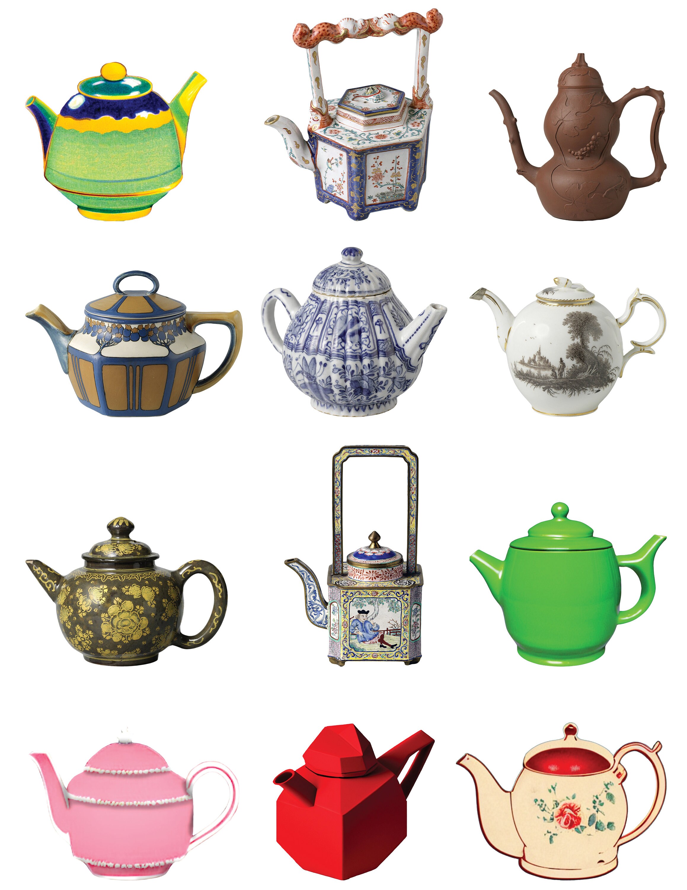 Vintage Teapot Clipart, Digital Download, Colorful Teapots for Collage ...