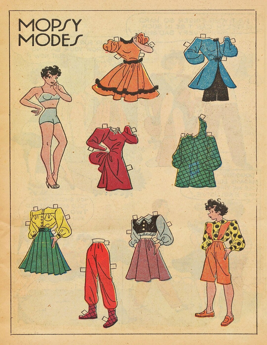 Vintage Mopsy Modes Paper Dolls From the 1948 October Issue Comic - Etsy