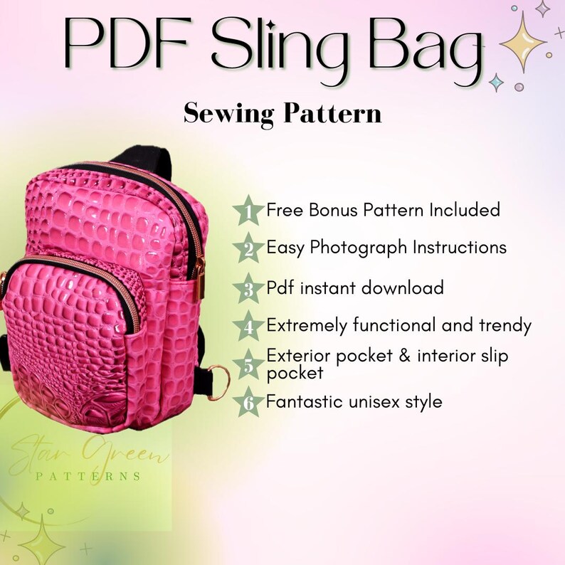 Sling Bag Pattern, DIGITAL SEWING PATTERN, Crossbody Bag Pattern, Retro Style Sling Pattern ...