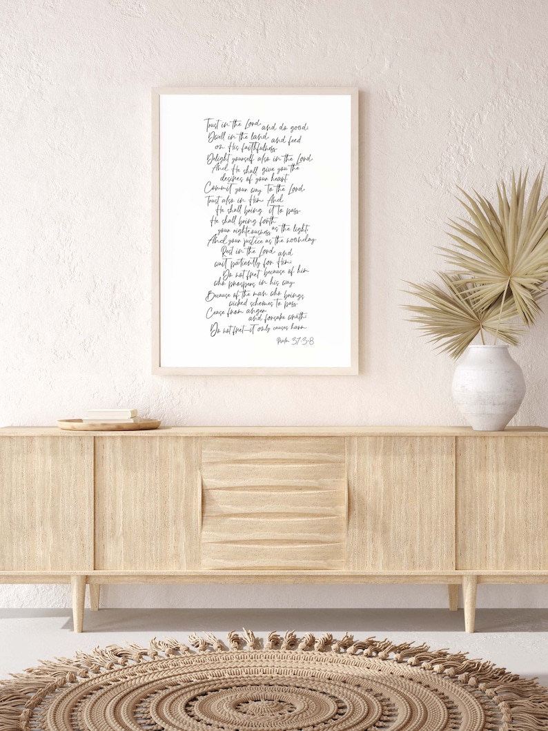 Bible Verse Sign/psalm 37:3-8/bible Verse Print/commit Your Way to the ...