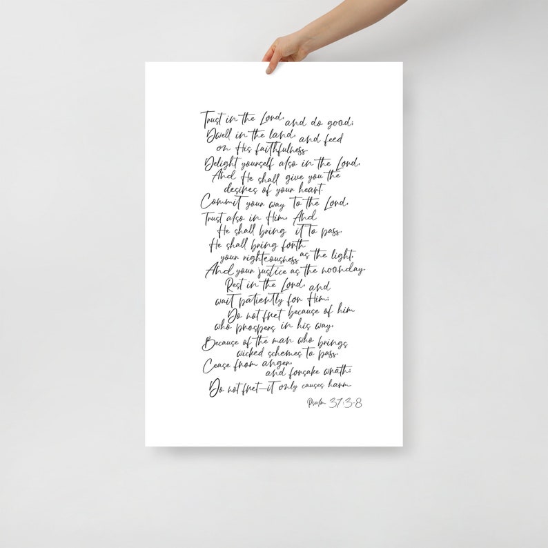 Bible Verse Sign/psalm 37:3-8/bible Verse Print/commit Your Way to the ...