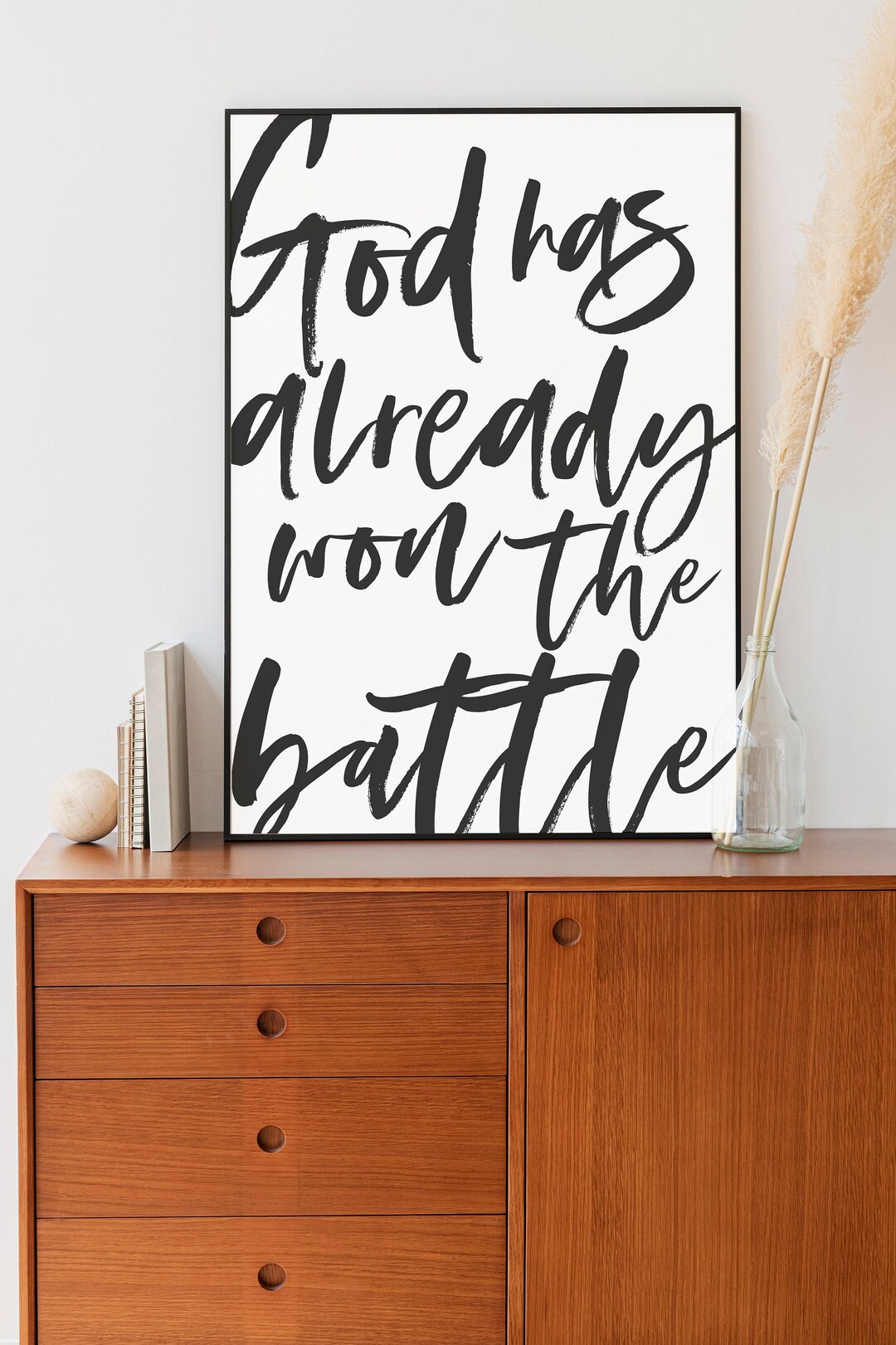 Bible Verse Art God Has Already Won the Battle Scripture Sign Christian ...