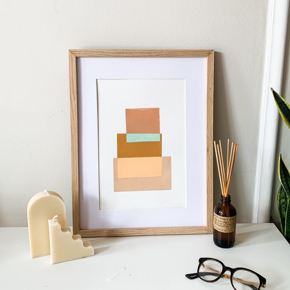 Neutral Blocks midcentury Art Minimalist Painting | Etsy