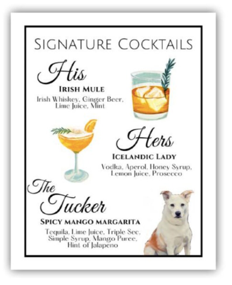Signature Cocktail Menu - Digital Download - Etsy