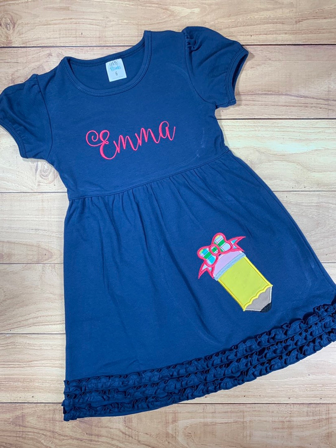 Back to School Monogrammed Dress Pencil Dress for Girls Embroidered ...