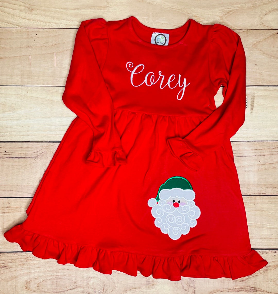 Santa Christmas Dress for Girls Personalized Dress Monogram or Name ...