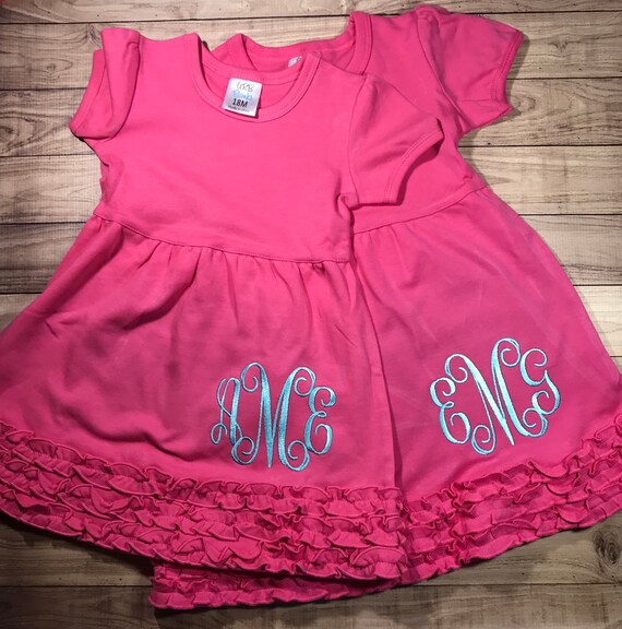 Monogrammed Dress Ruffles Short Sleeve Embroidered - Etsy