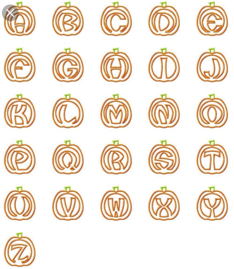 Carved Pumpkin Jack-O-Lantern Alphabet Appliqué Halloween | Etsy