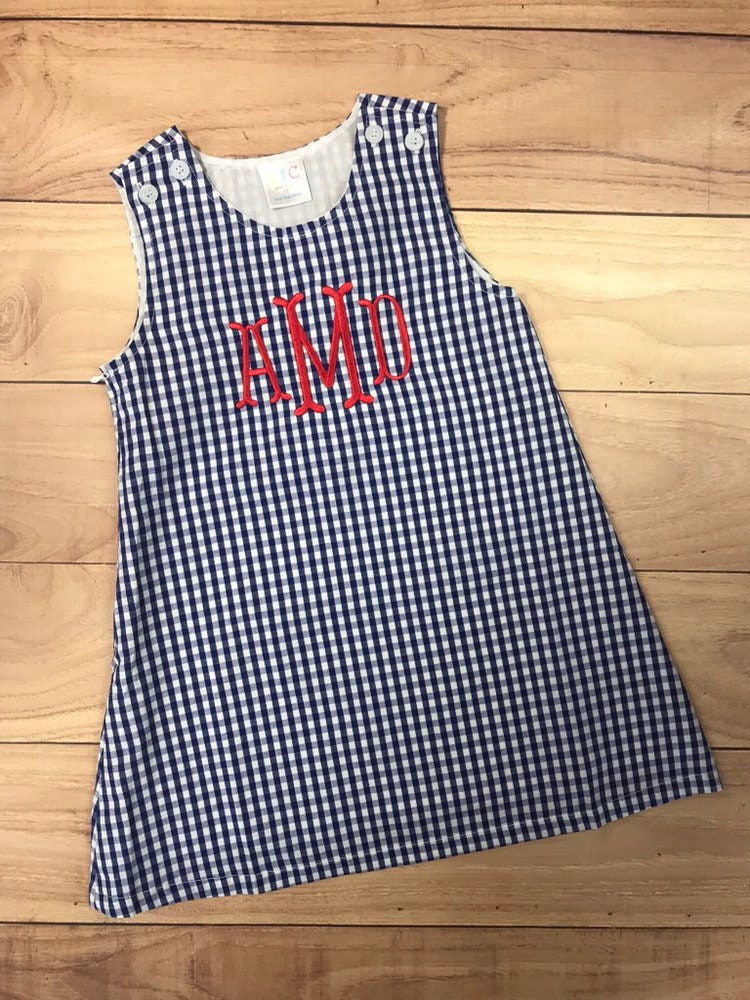 Monogrammed Dress for Girls Gingham Personalized Dress - Etsy