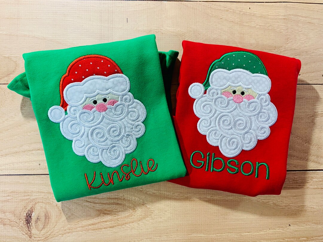 Personalized Santa Claus Shirt for Girls or Boys - Embroidered Santa ...