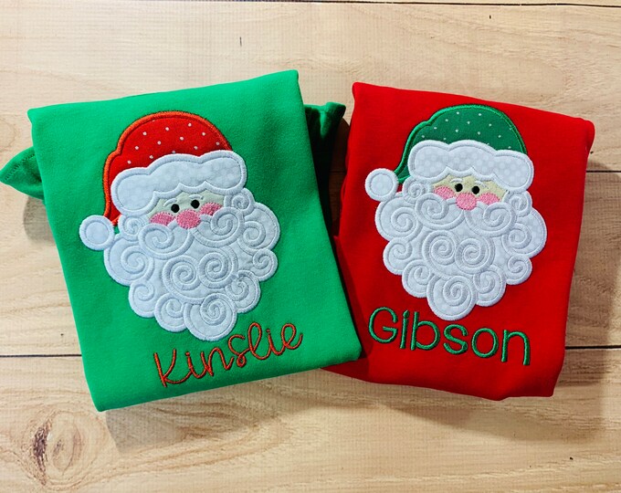 Personalized Santa Claus Shirt for Girls or Boys - Embroidered Santa ...