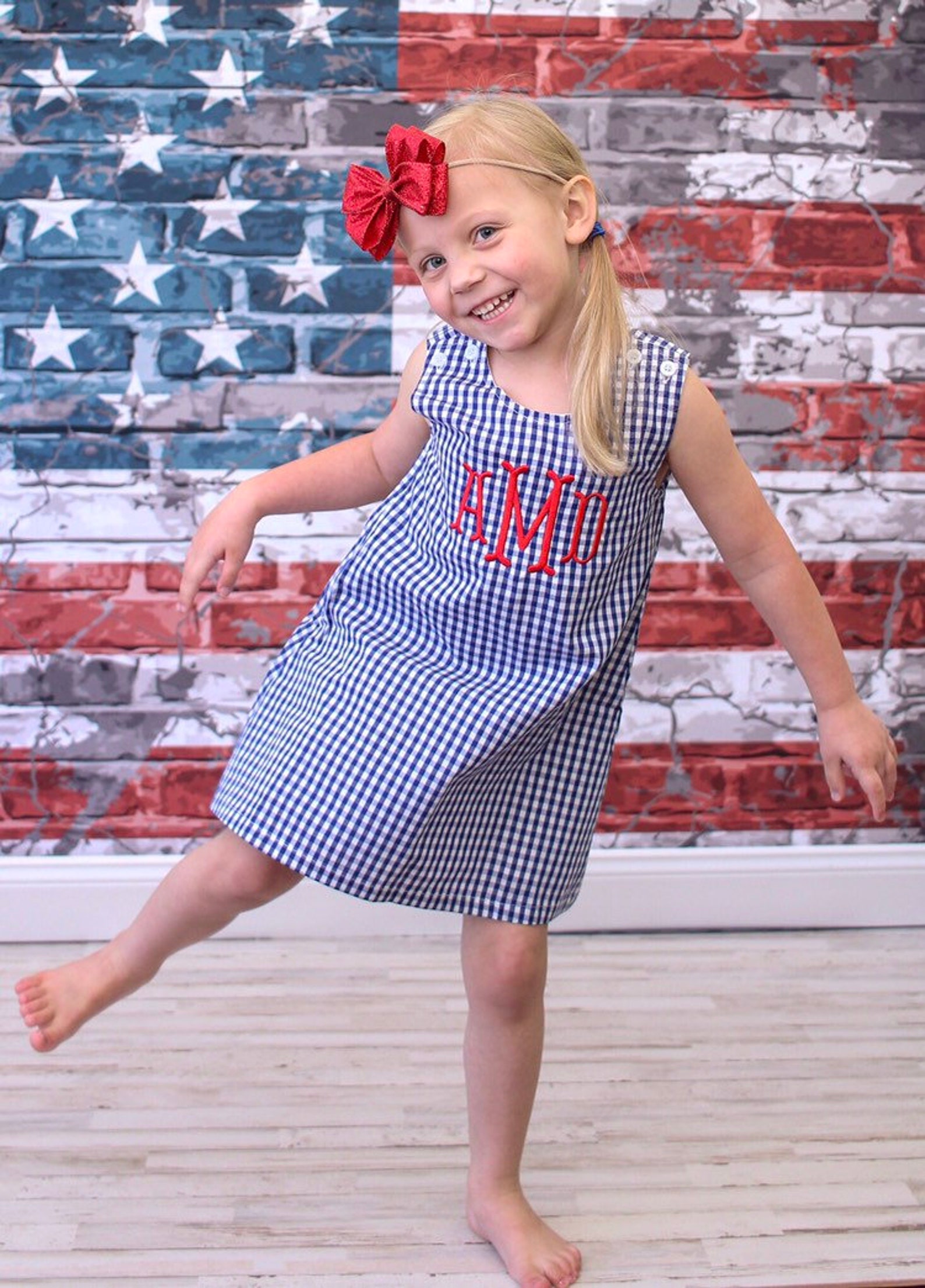 Monogrammed Dress for Girls Navy Gingham Personalized Dress - Etsy