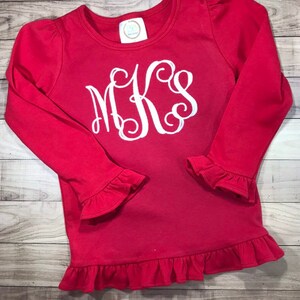 Monogrammed Long Sleeve Red Ruffle Shirt Holiday Shirt for - Etsy