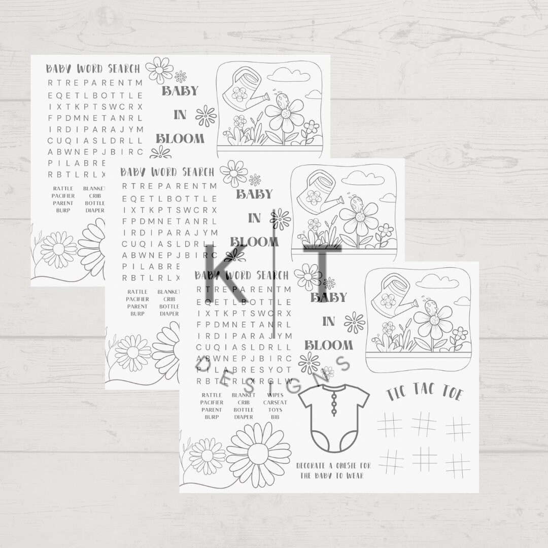Kids Baby Shower Activity Sheet, Printable Coloring Placemat, Baby ...