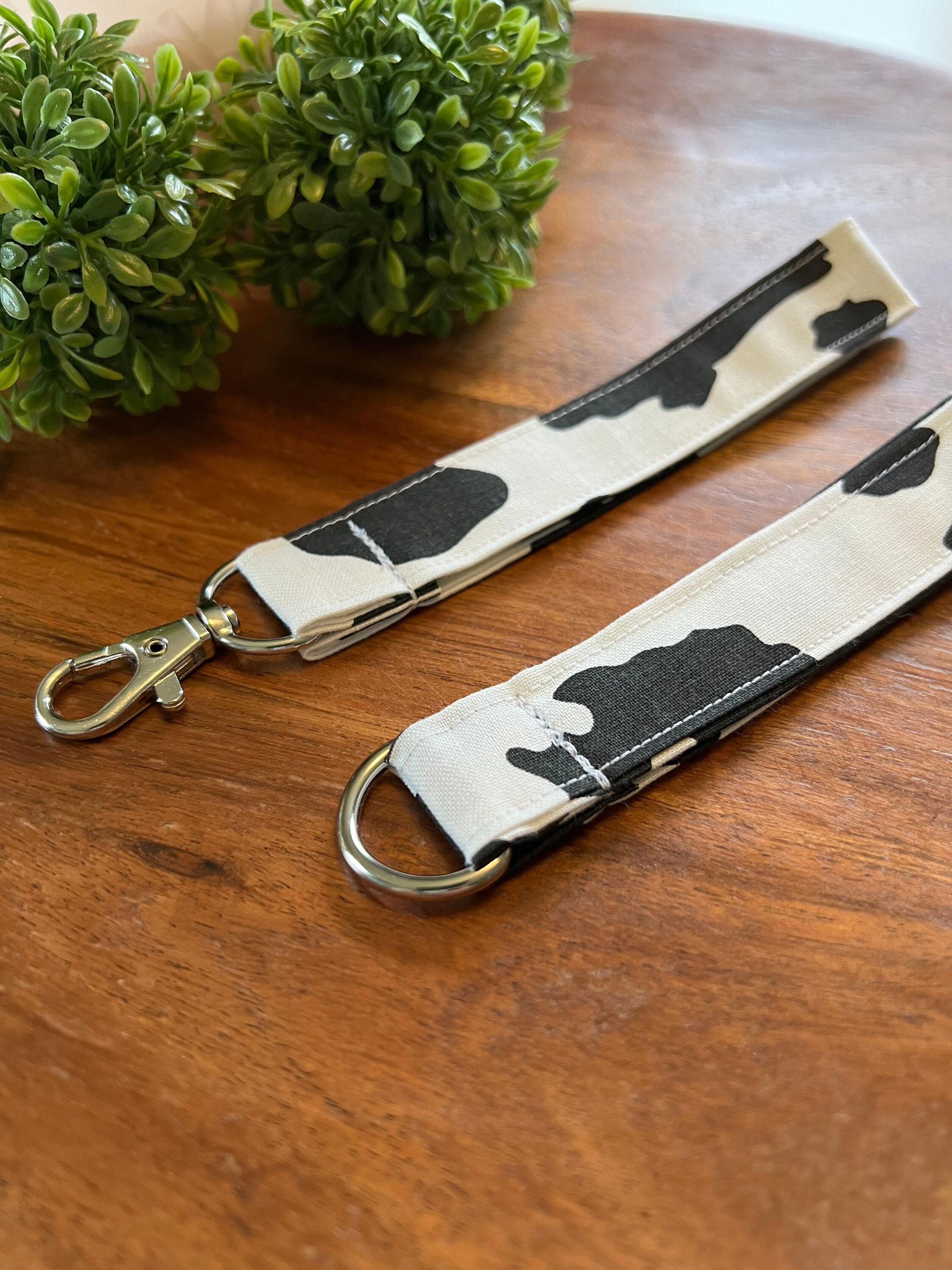 Cow Print Fabric Lanyard Animal Farm Black White ID Badge - Etsy