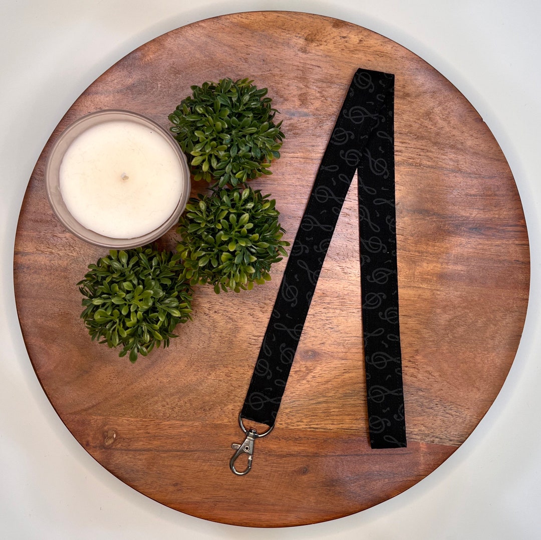 Black Music Note Lanyard, Musical, Composer, Musician, ID Badge Holder ...