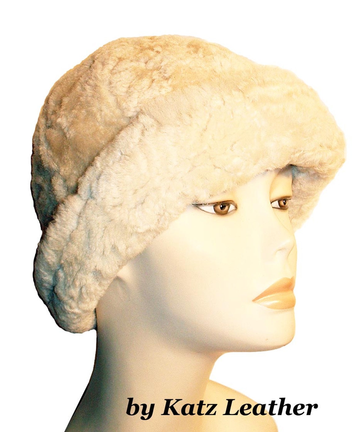 NEW White Vintage Retro Round Sheepskin Shearling Fur Hat Real - Etsy