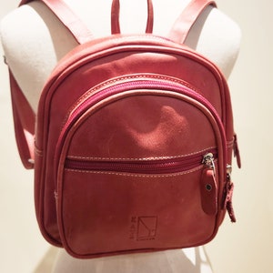 Small Amaranth Red Leather Backpack Purse - Handmade Mini Bag - Etsy