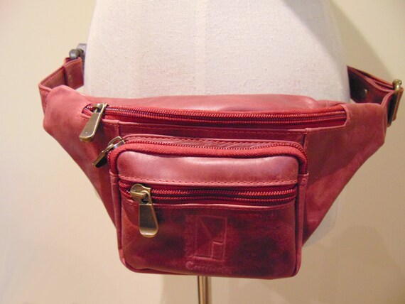 Genuine Red Leather Waist Bag Hip Bag Fanny Pack Belt Bag - Etsy
