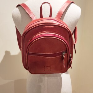 Small Amaranth Red Leather Backpack Purse - Handmade Mini Bag - Etsy