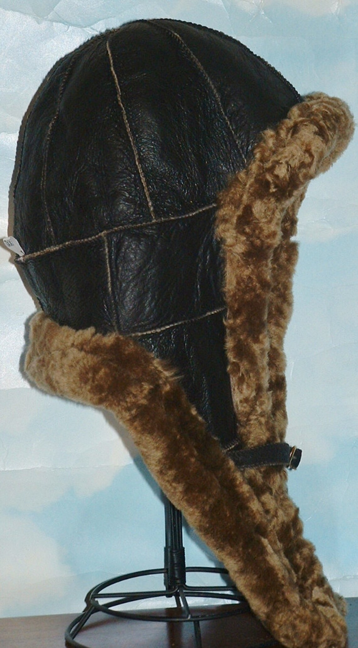 Warm Handmade Sheepskin Shearling Real Leather Fur Aviator Hat - Etsy ...