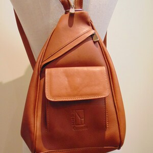 Small TAN GENUINE LEATHER Backpack Shoulder Bag by Katz, Womens Small ...