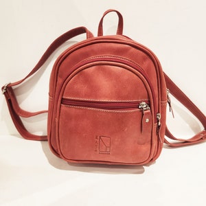 Small Amaranth Red Leather Backpack Purse - Handmade Mini Bag - Etsy