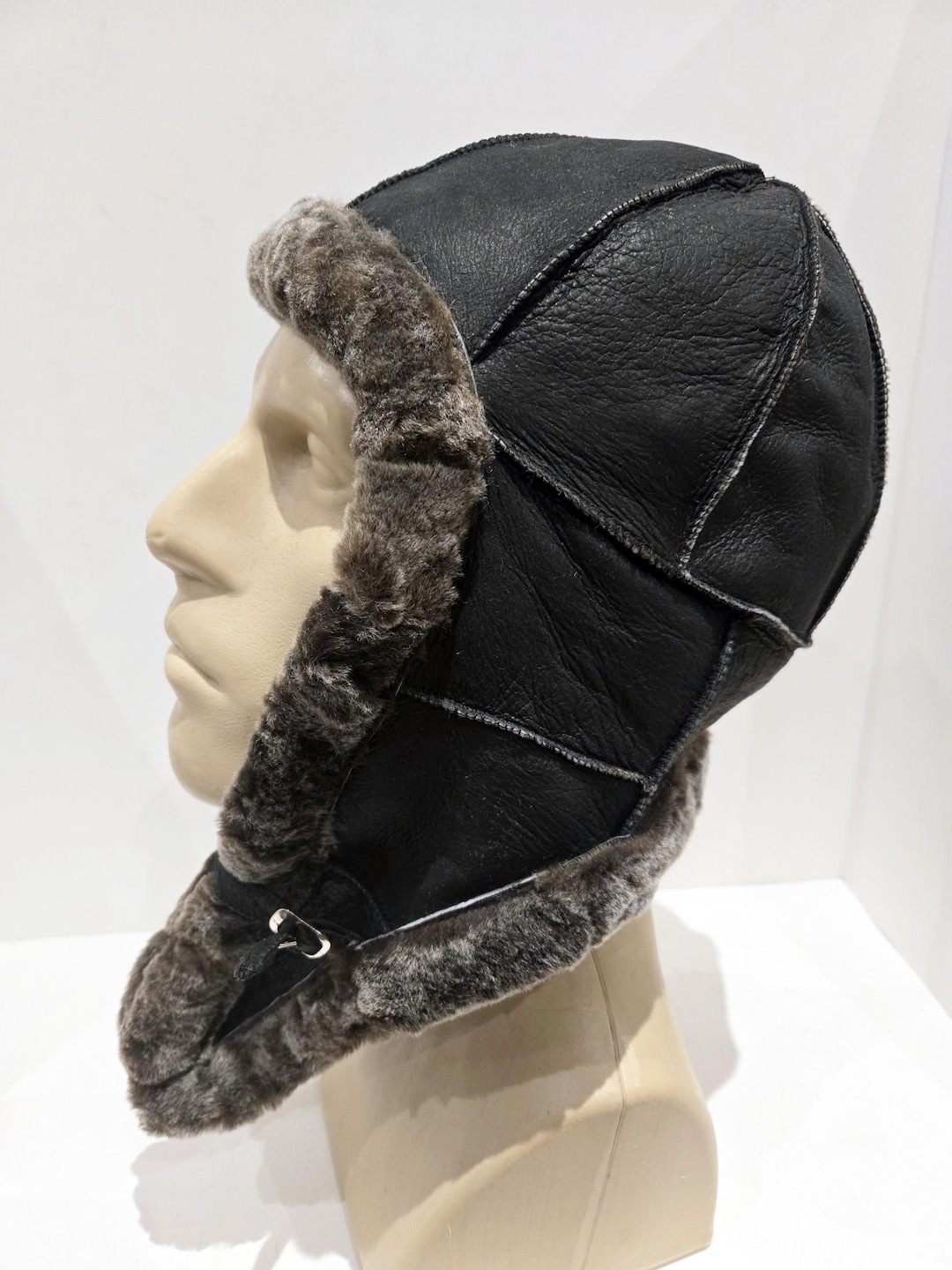 Handmade Shearling Aviator Hat, Lightweight Sheepskin Ushanka, Winter ...