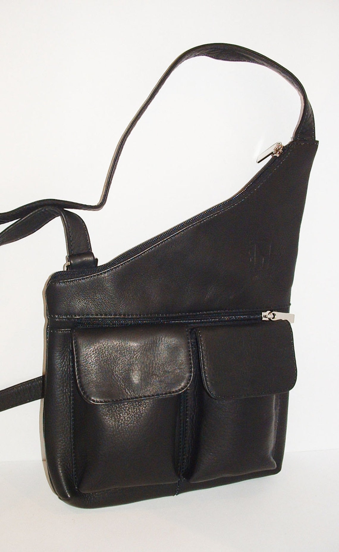 Medium Genuine Black Leather Crossbody Bag Women's - Etsy