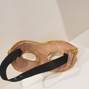 Leather Venetian Eye Mask Decorated With Pink and Golden Colors ...