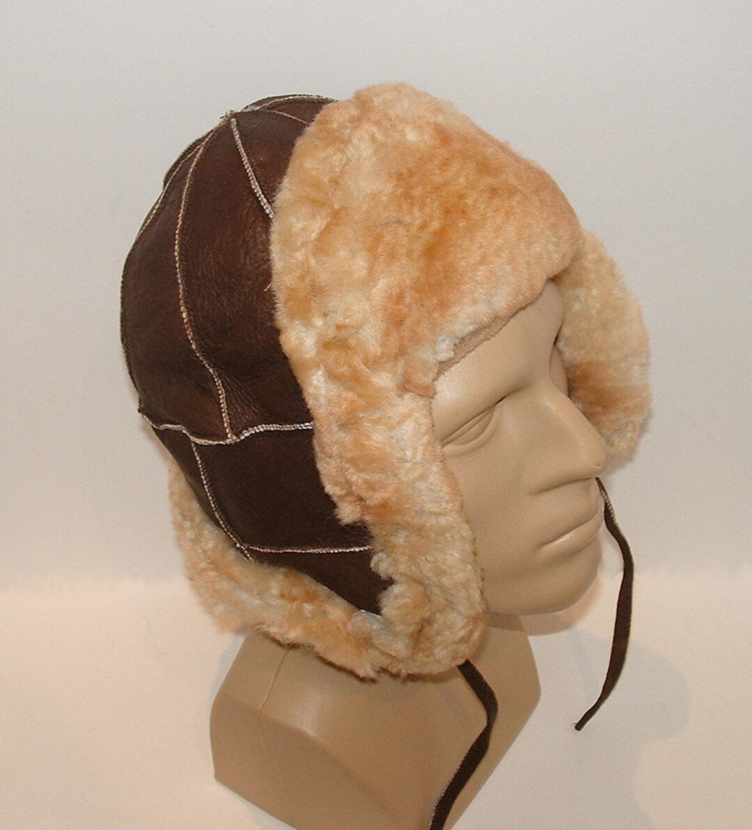 Warm Handmade Sheepskin Shearling Real Leather Fur Aviator Hat - Etsy