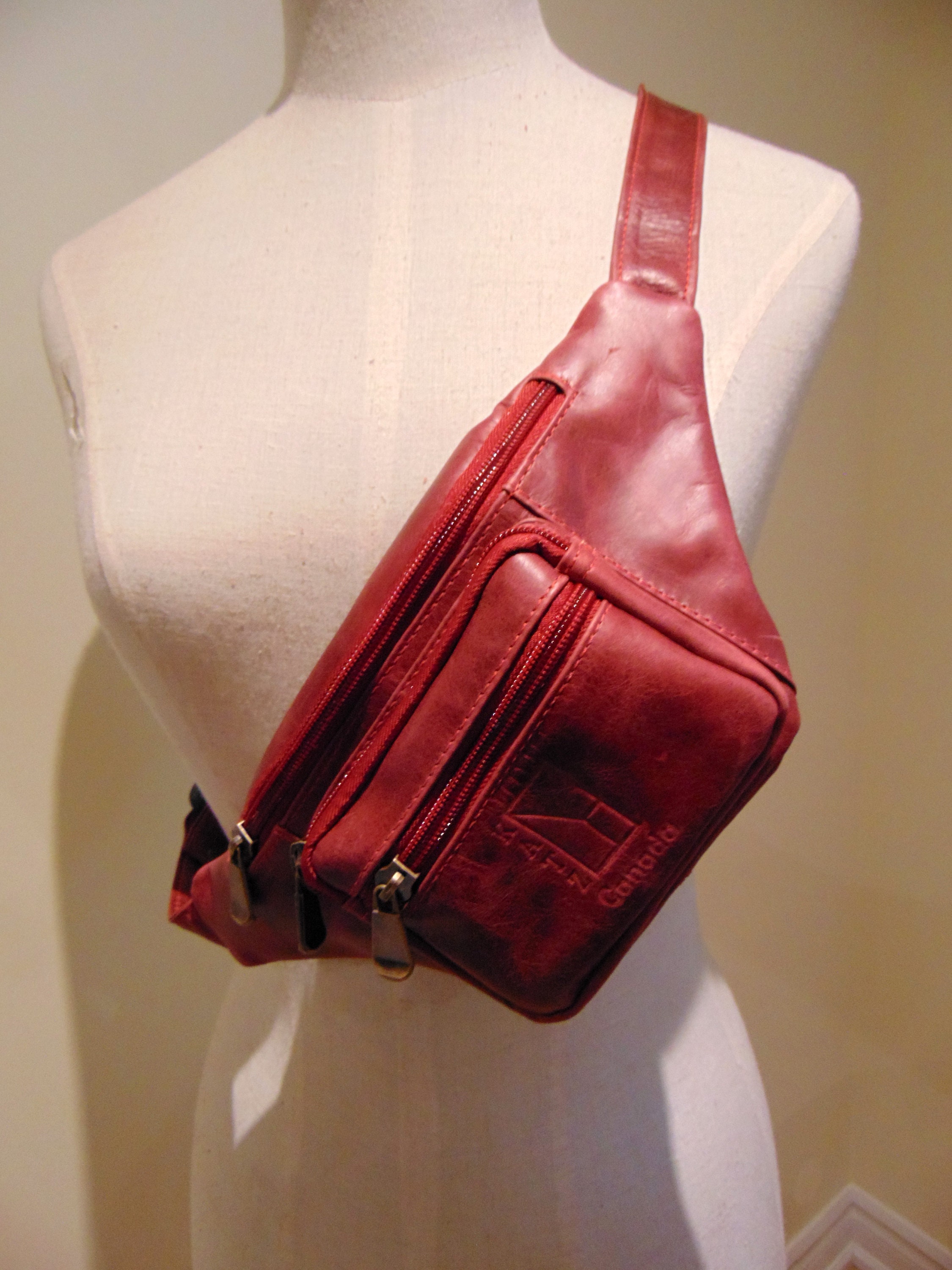 Genuine Red Leather Waist Bag Hip Bag Fanny Pack Belt Bag - Etsy