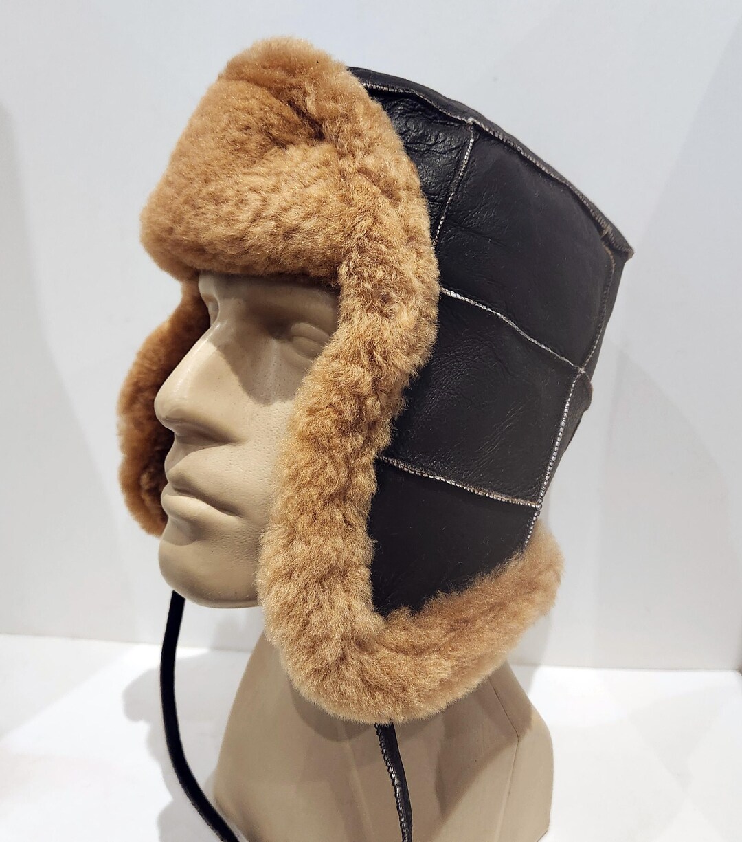 Handmade Sheepskin Aviator Hat: Leather Fur Trapper Bomber - Etsy
