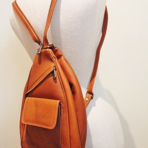 Small TAN GENUINE LEATHER Backpack Shoulder Bag by Katz, Womens Small ...