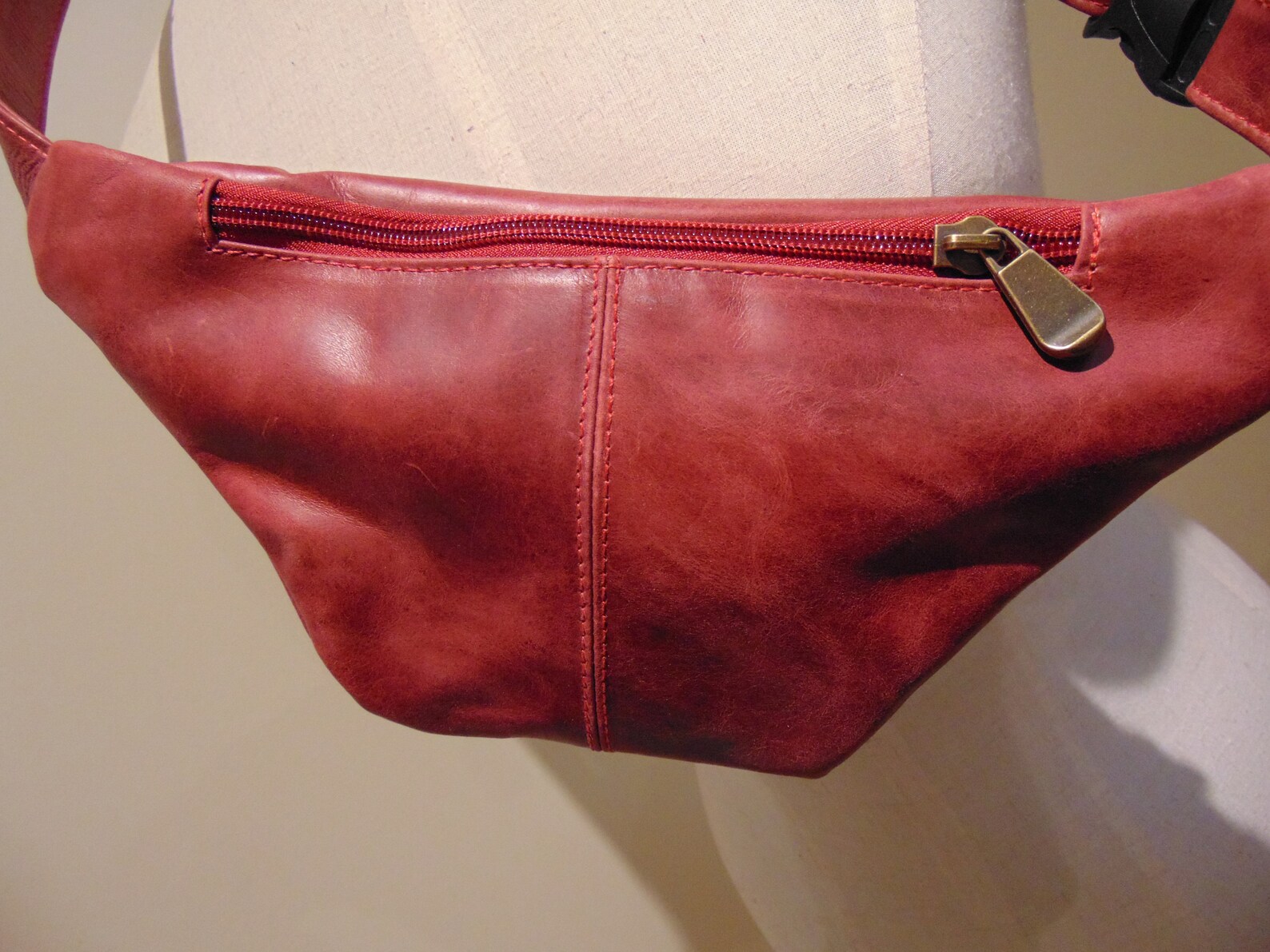 Genuine Red Leather Waist Bag Hip Bag Fanny Pack Belt Bag - Etsy