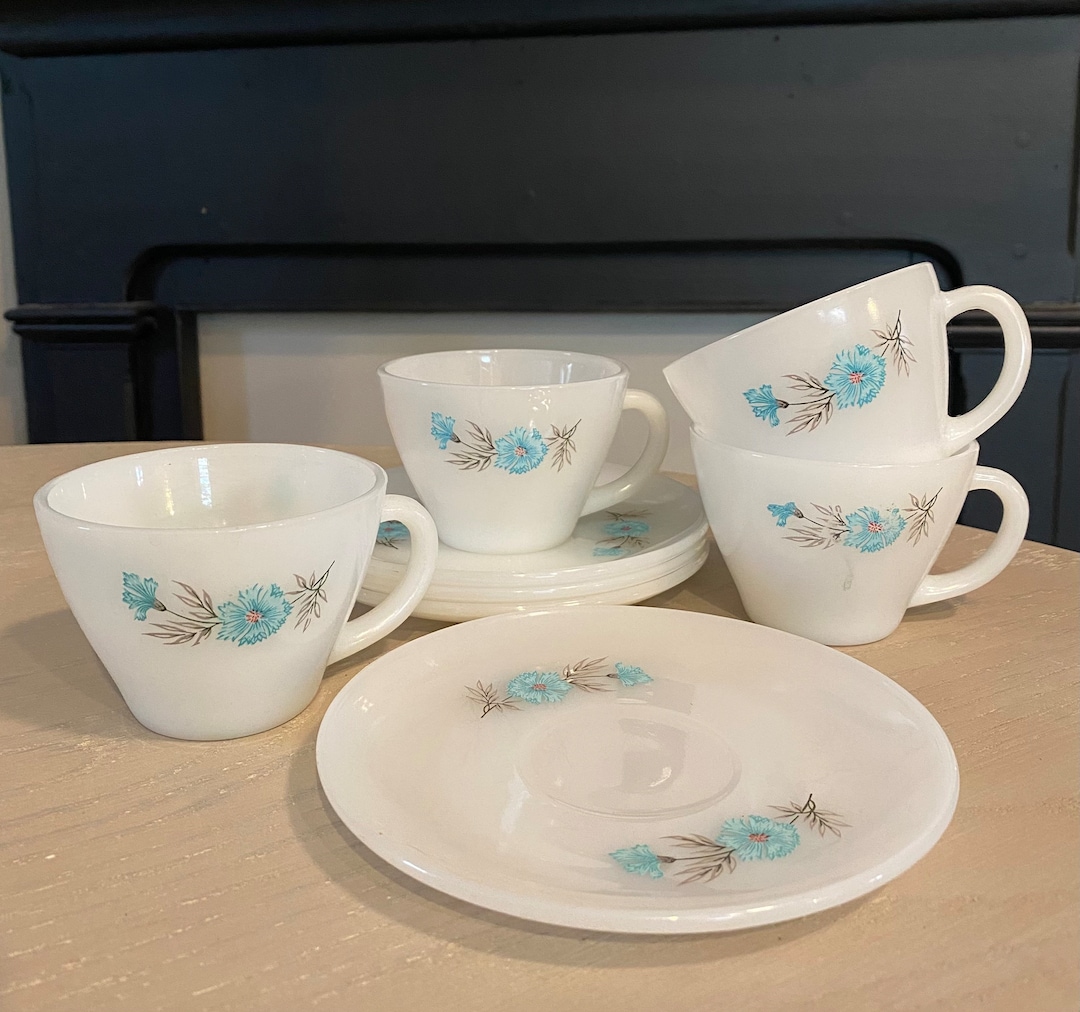 Fire King Tea Cups Set, Vintage Tea Set, Vintage Cups and Saucers, - Etsy