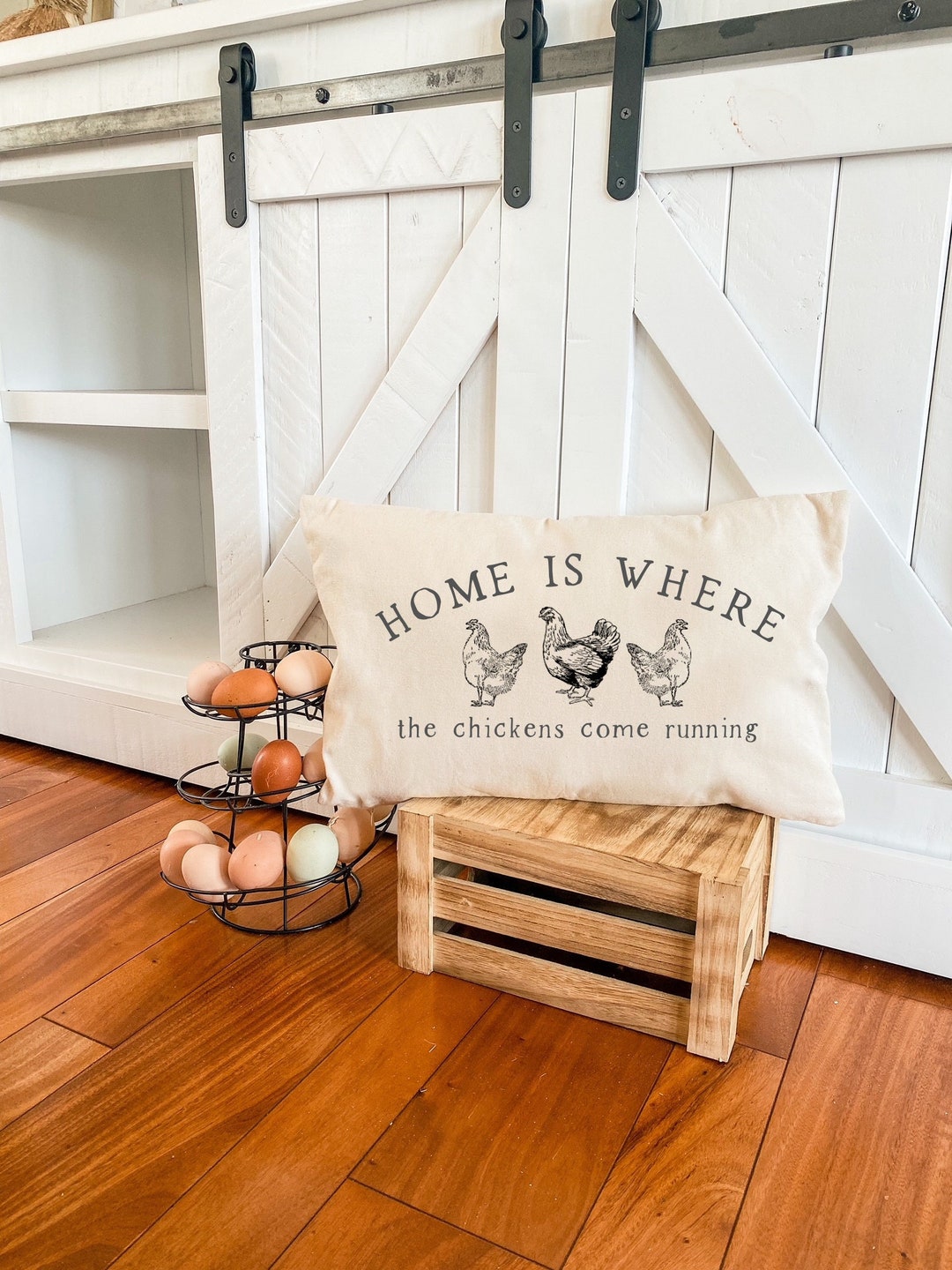 Home is Where the Chickens Come Running Pillow * Chicken Decor ...