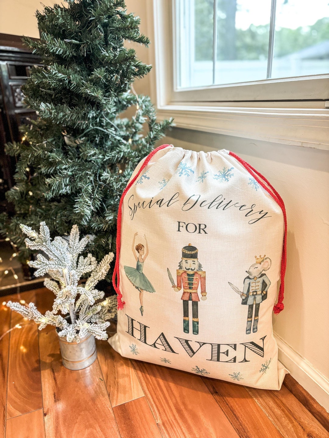 Personalized Santa Sack Christmas Nutcracker Ballerina Reindeer Gift ...