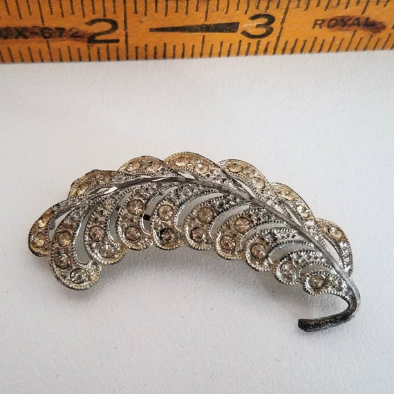 Vintage Rhinestone Feather Brooch | Etsy