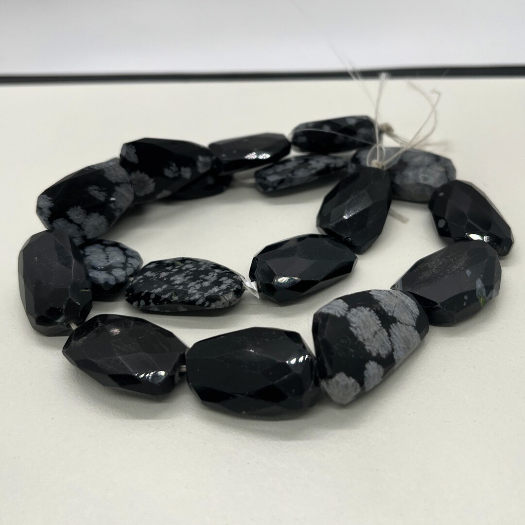 Snowflake Obsidian Large Faceted Nuggets, Gemstone Beads Destash ...