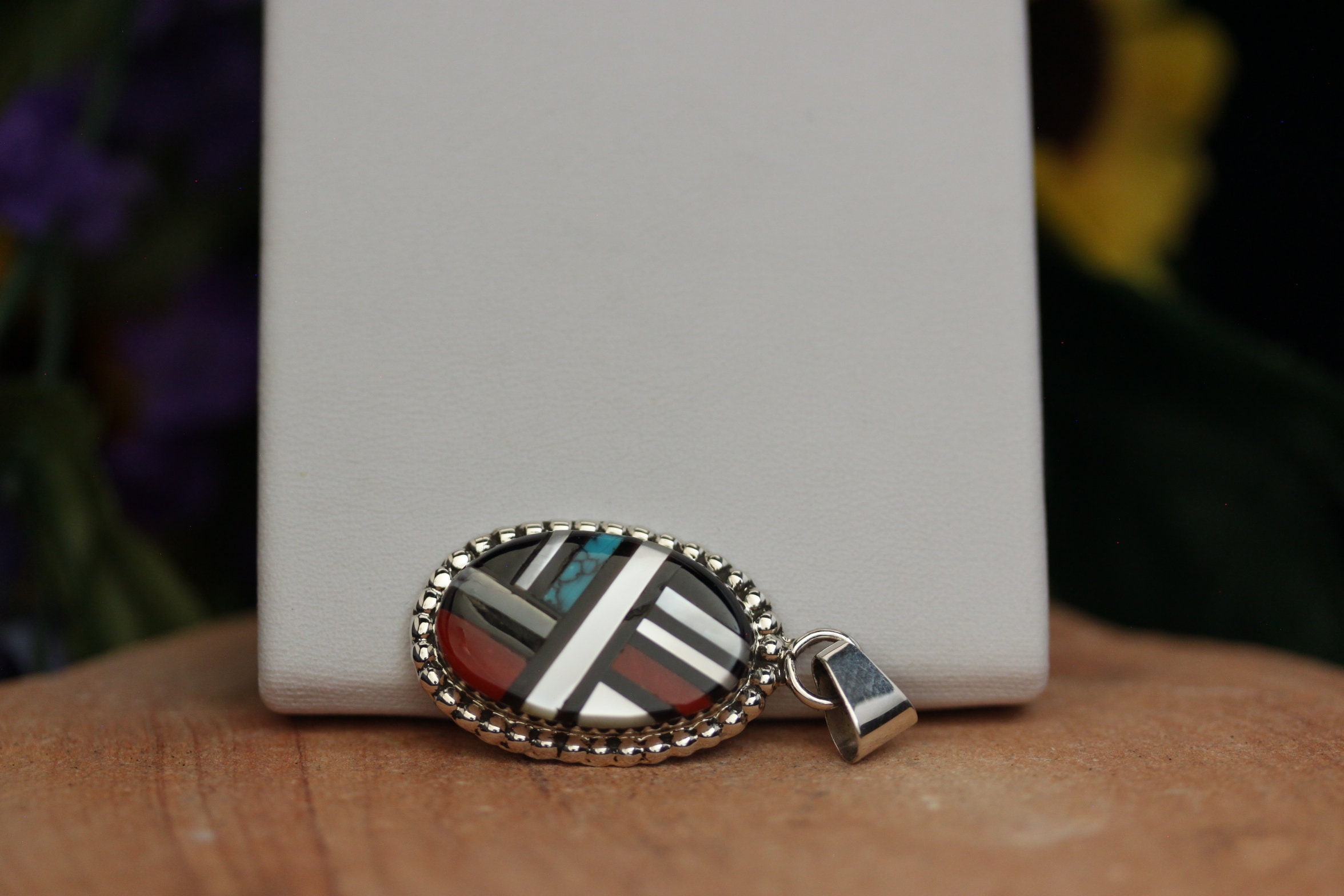 Native American Zuni Inlay Sterling Silver Pendant - Etsy