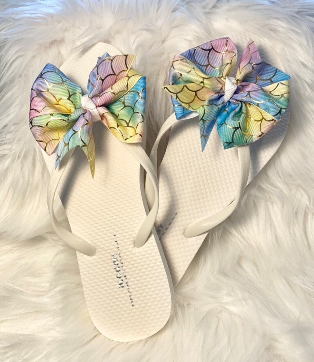 Women’s Flip Flops With 4 Inch Mermaid Pinwheel Bow - Etsy