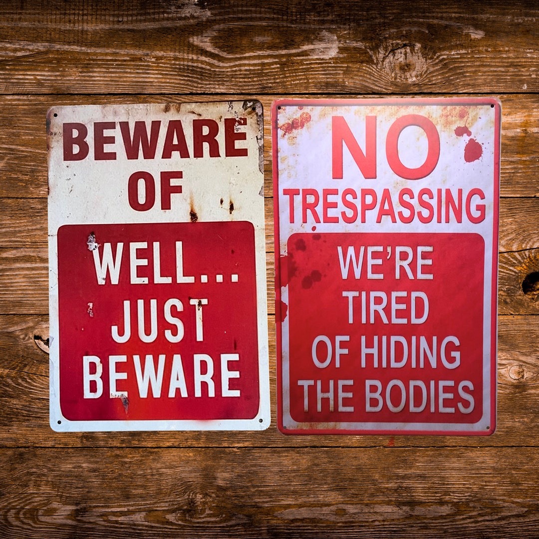 1-2 Pcs 12x8in Beware of Just Beware Funny Metal Sign Tin Poster Wall ...