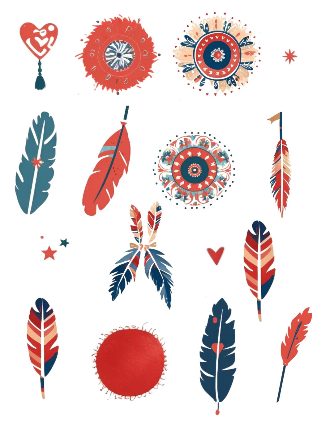 Patriotic Boho Clipart: Red, White & Blue Designs (SVG, PNG) - Etsy