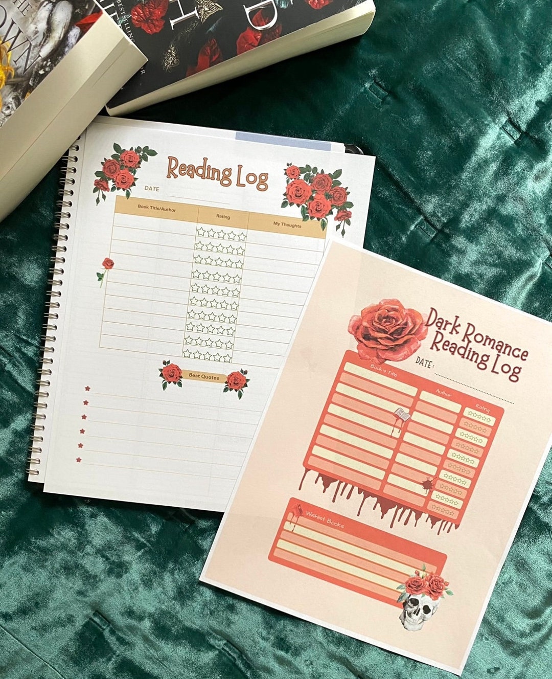 Dark Romance Reading Log Printable: Spicy Book Journal (PDF Download ...